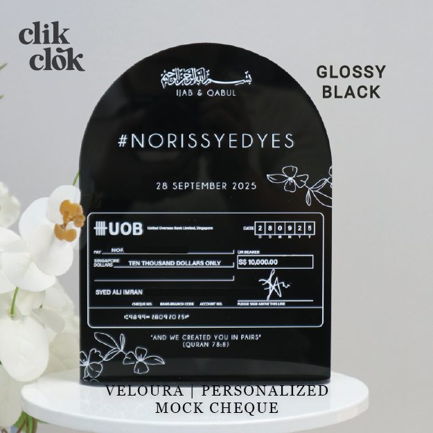 Veloura Hantran Mock Cheque Display - Clik Clok